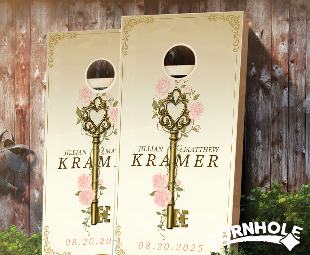 "Cute Rose Skeleton Key" Cornhole Boards – cornhole.com