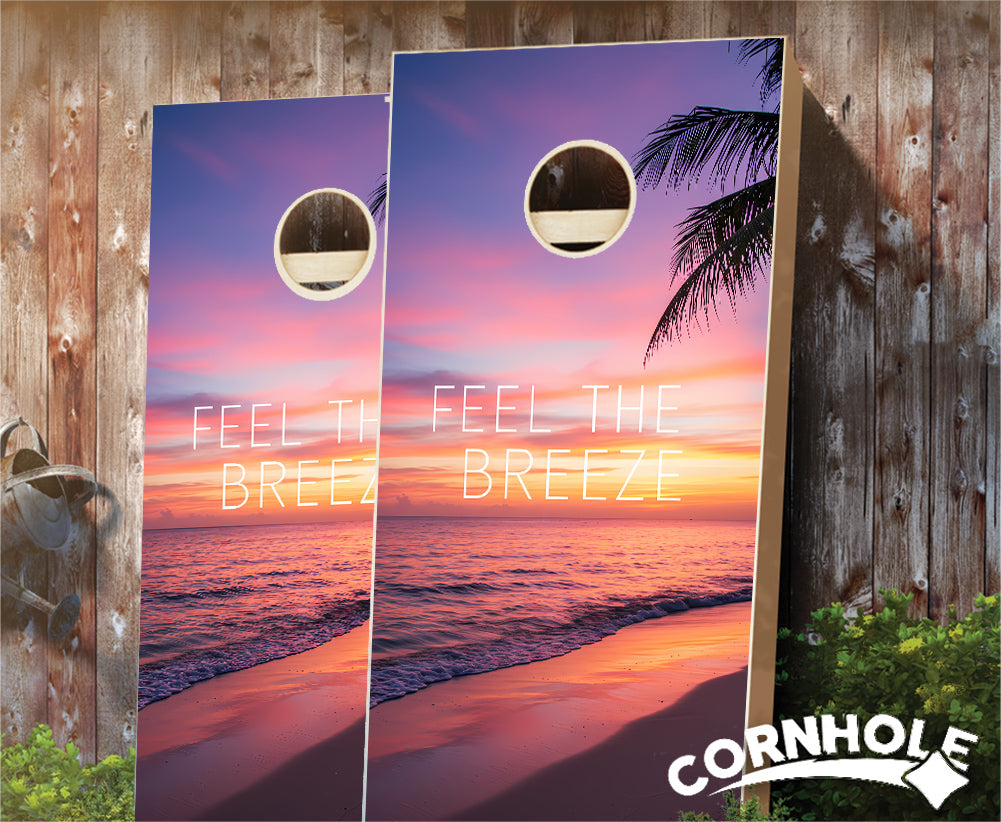 "Feel the Breeze - Sunset Beach" Cornhole Boards – cornhole.com