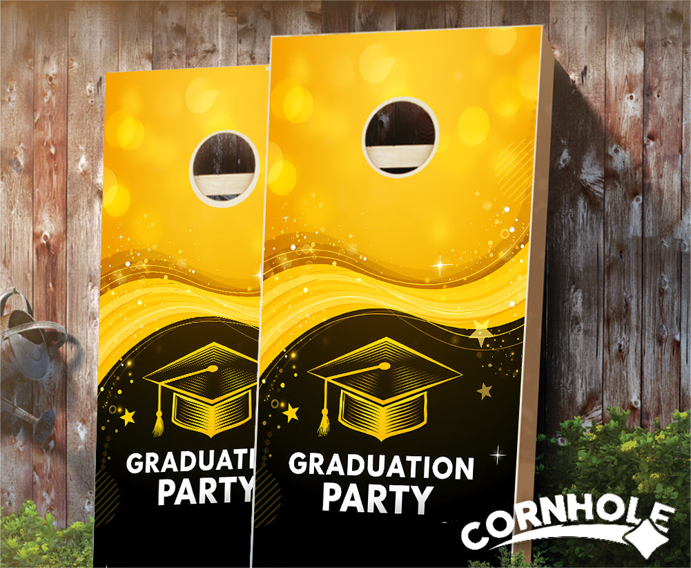 "Graduation Party - Yellow & Black" Cornhole Boards – cornhole.com