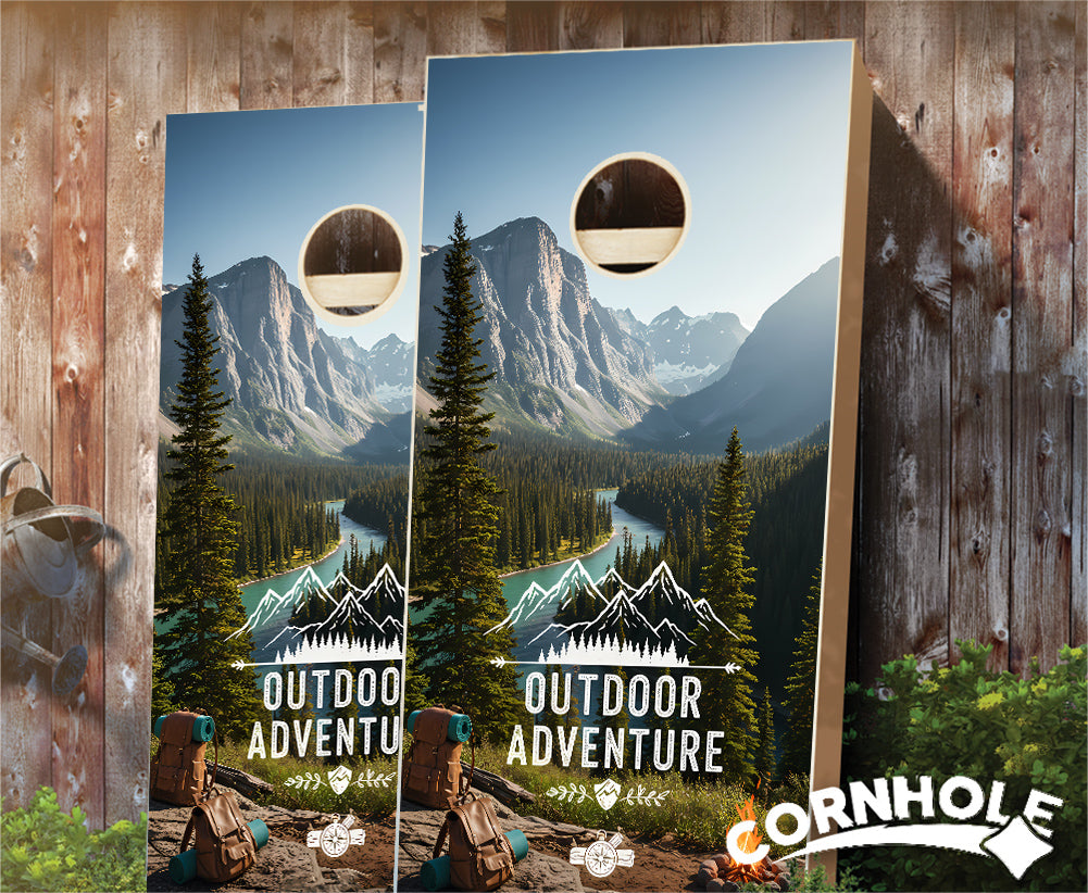 "Outdoor Adventure - Mountain Range River" Cornhole Boards – cornhole.com