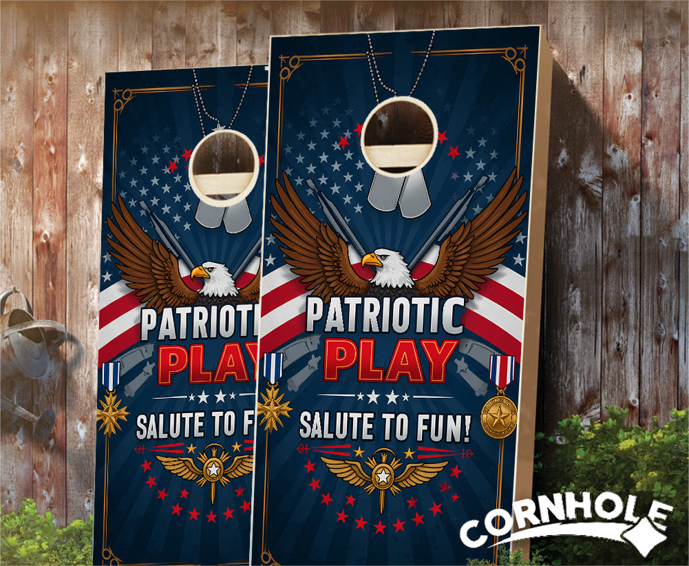 "Patriotic Play - Salute to Fun" Cornhole Boards – cornhole.com