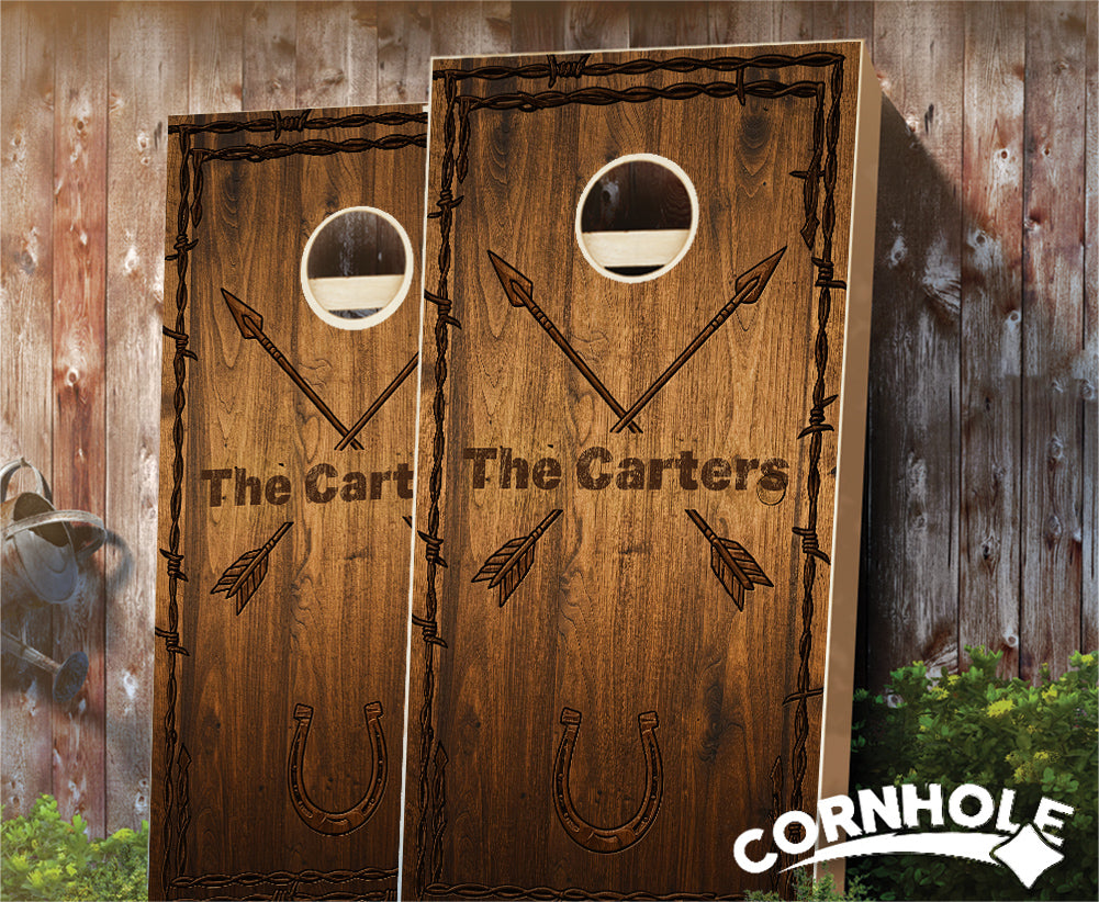 "Arrows on Wood & Barbed Wire" Cornhole Boards – cornhole.com