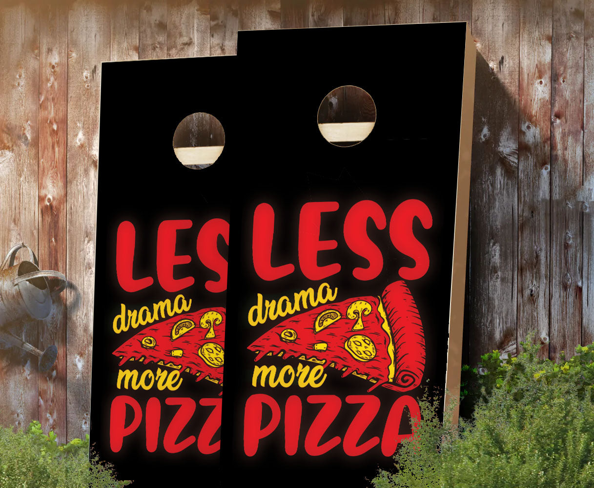 "Less Drama, More Pizza" Cornhole Boards – cornhole.com