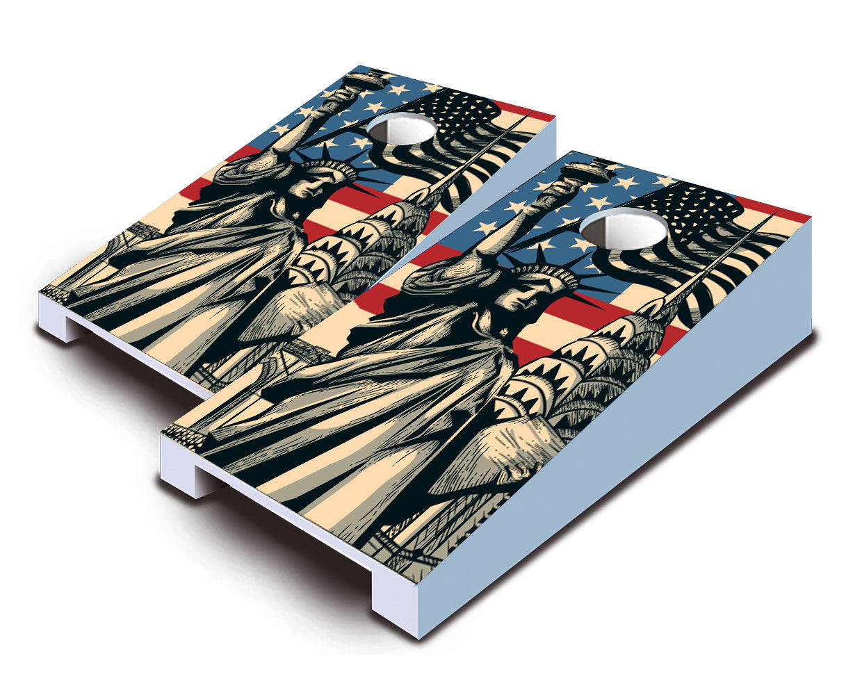 "Patriotic American New York Landmarks" Tabletop Cornhole Boards ...